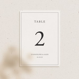 Minimalist Classic Table Card Template, Wedding Table Number, Simple ...