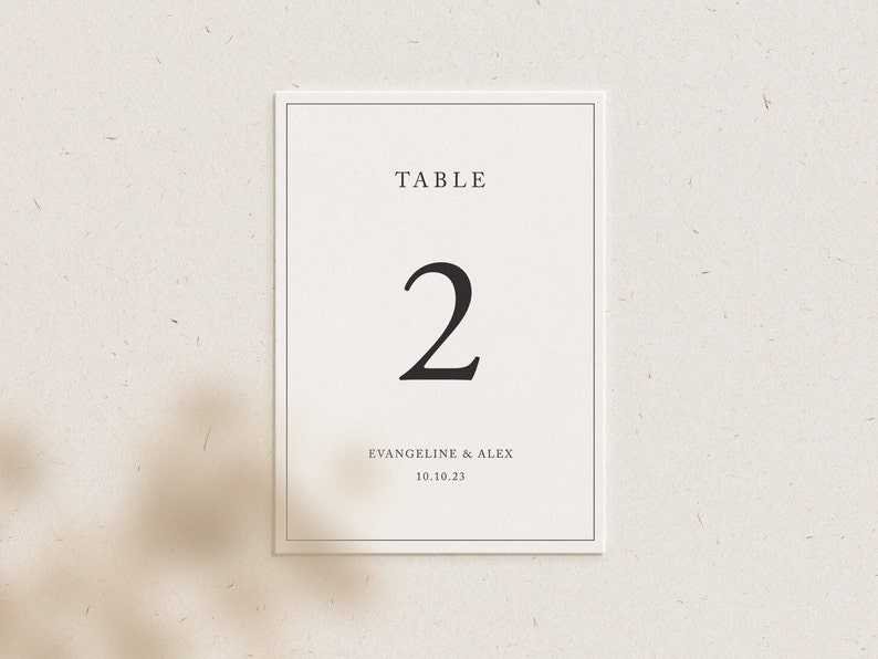 Minimalist Classic Table Card Template Wedding Table Number - Etsy