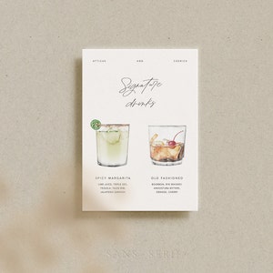 Modern Script Bar Menu Sign, Printable Wedding Bar Menu, Alcohol Drinks ...