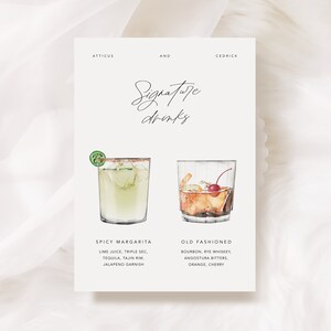 Modern Script Bar Menu Sign, Printable Wedding Bar Menu, Alcohol Drinks ...