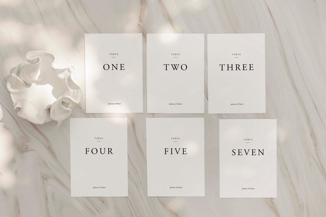 Minimalist Classic Table Card Template, Printable Wedding Table Number ...
