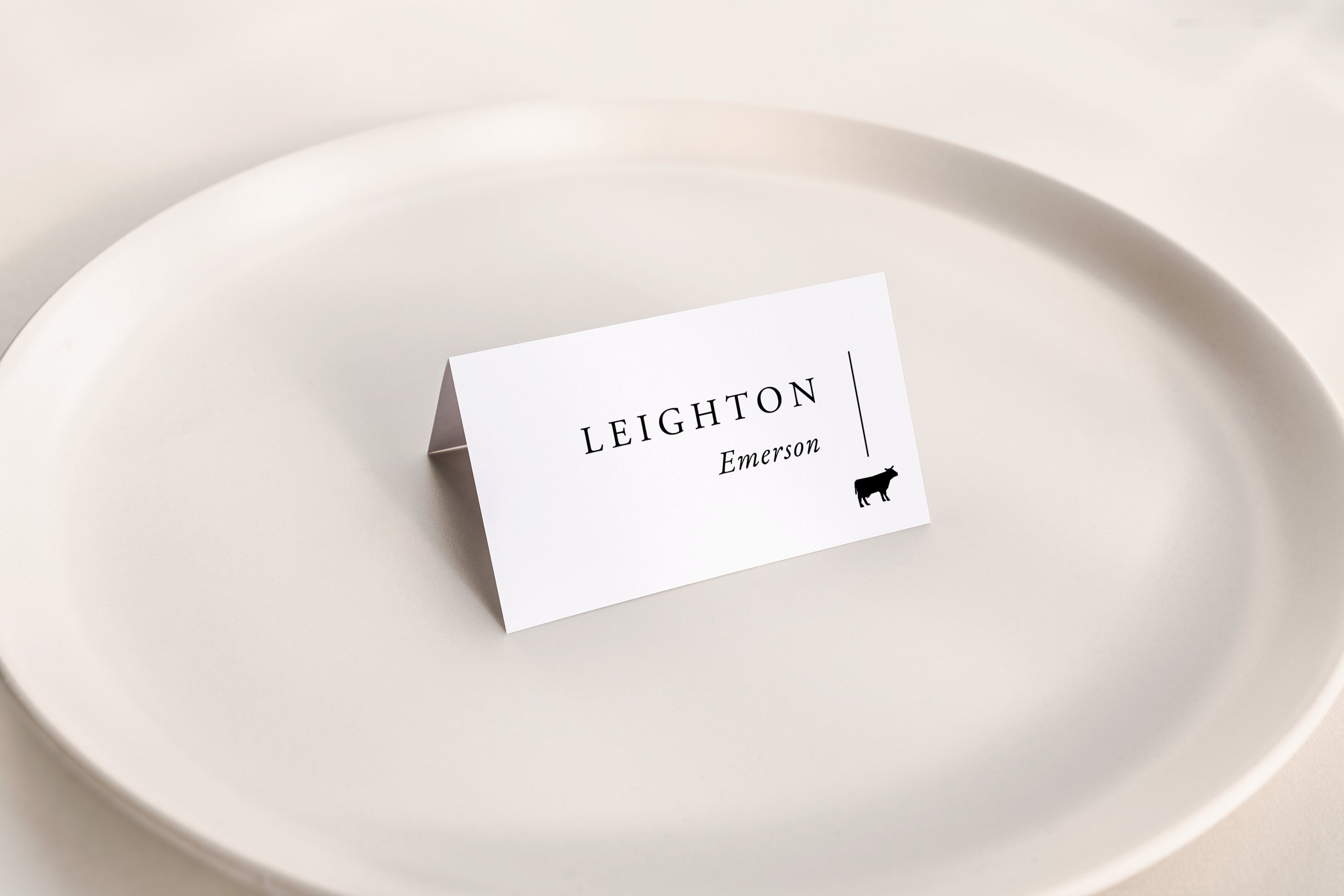 Printed Tented Place Card With Meal Icon Modern Wedding - Etsy