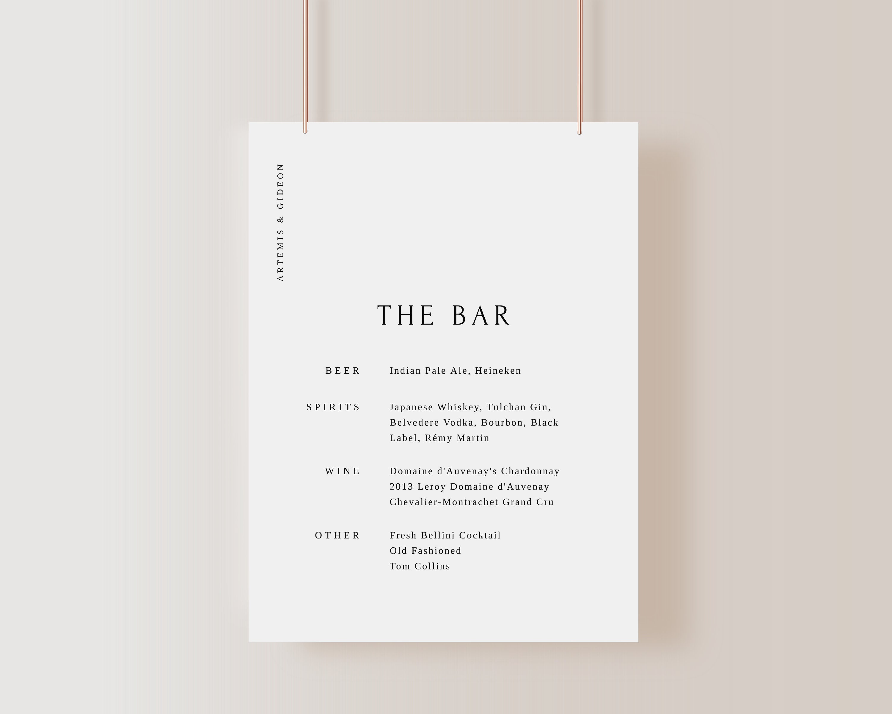 Minimalist Bar Menu Sign, Printable Wedding Bar Menu, Alcohol Drinks ...