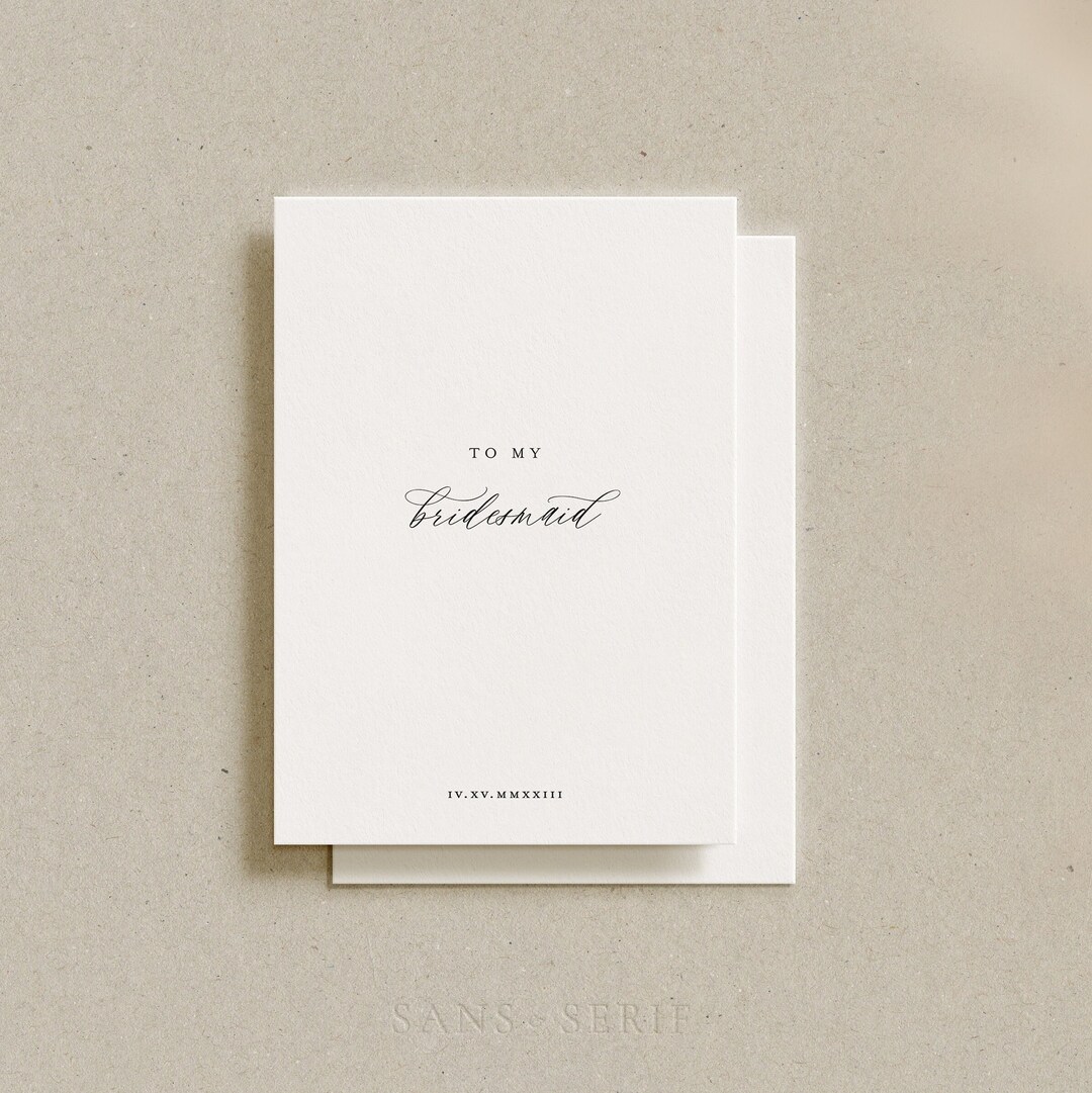 To My Bridesmaid Card, Wedding Cards, Script Collection - Etsy