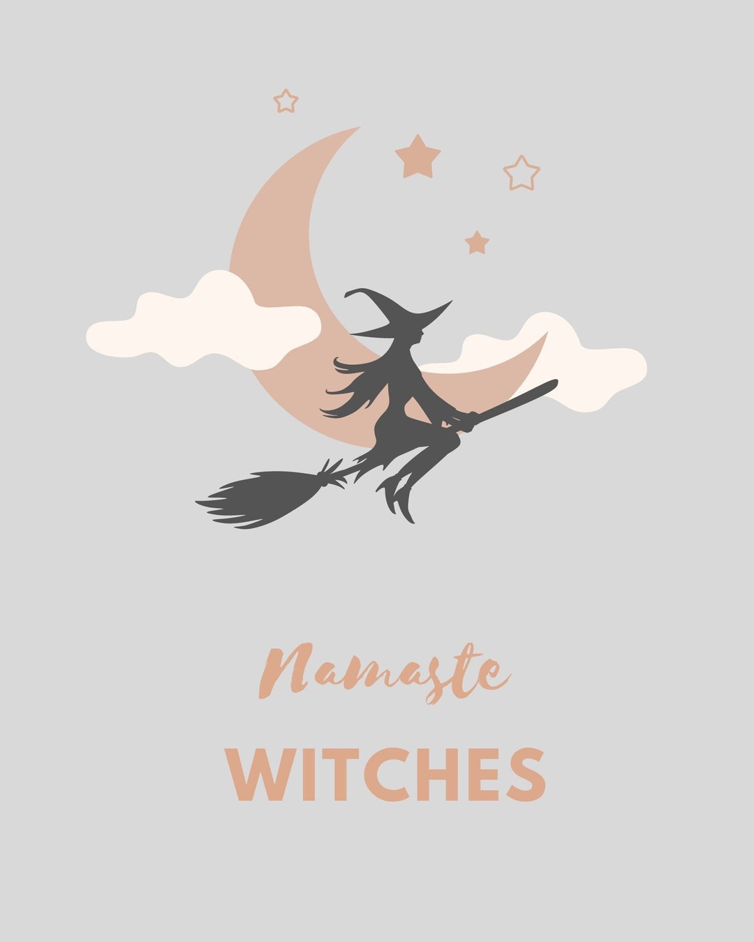 Namaste Witches Printable Halloween Art Grey & Blush - Etsy