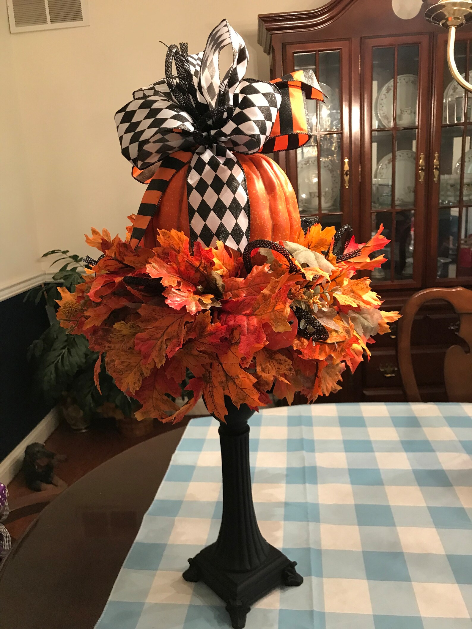 Halloween Candlestick, Halloween Pumpkin Centerpiece, Pumpkin Decor ...