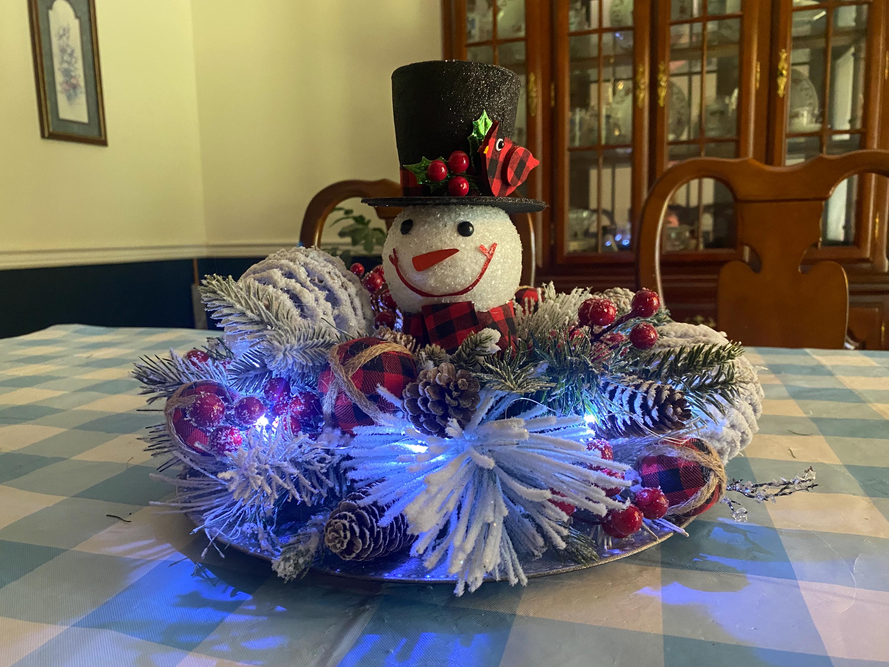 Snowman Centerpiece, Buffalo Plaid Christmas Decor, Snowman Christmas ...