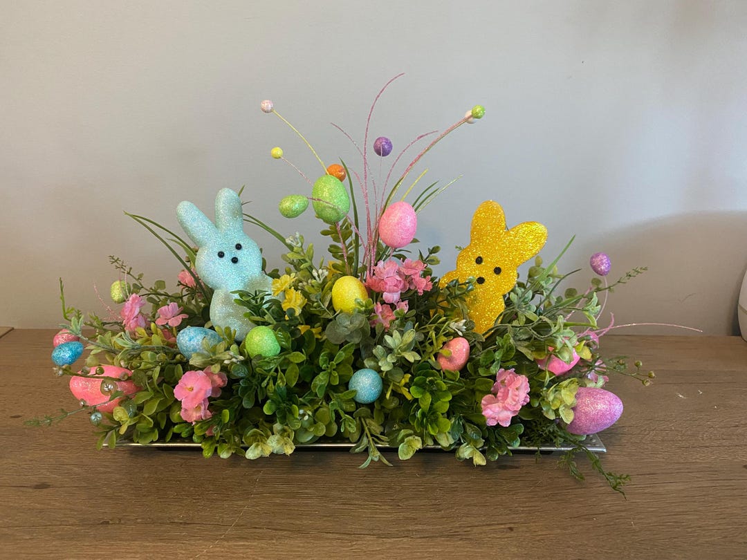 Easter Peep Centerpiece, Easter Peep Decor, Easter Floral Arrangement ...