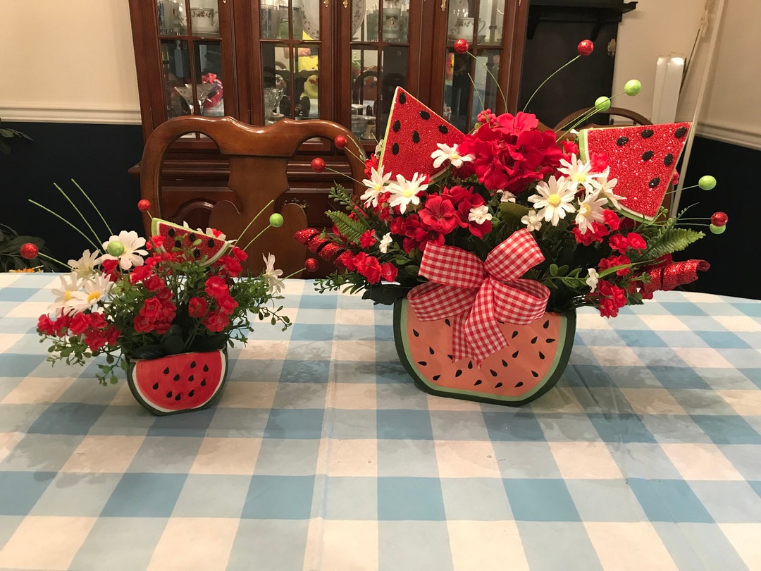 Watermelon Summer Decor, Watermelon Centerpieces, Summer Floral Decor ...