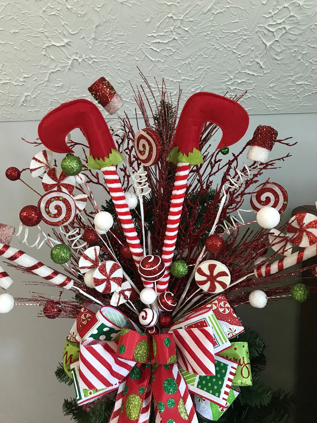 Tree Topper, Christmas Tree Decor, Elf Tree Topper , Elf Decor ...