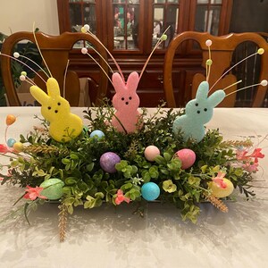 Easter Floral Arrangement, Easter Peep Centetpiece, Easter Peep Decor ...