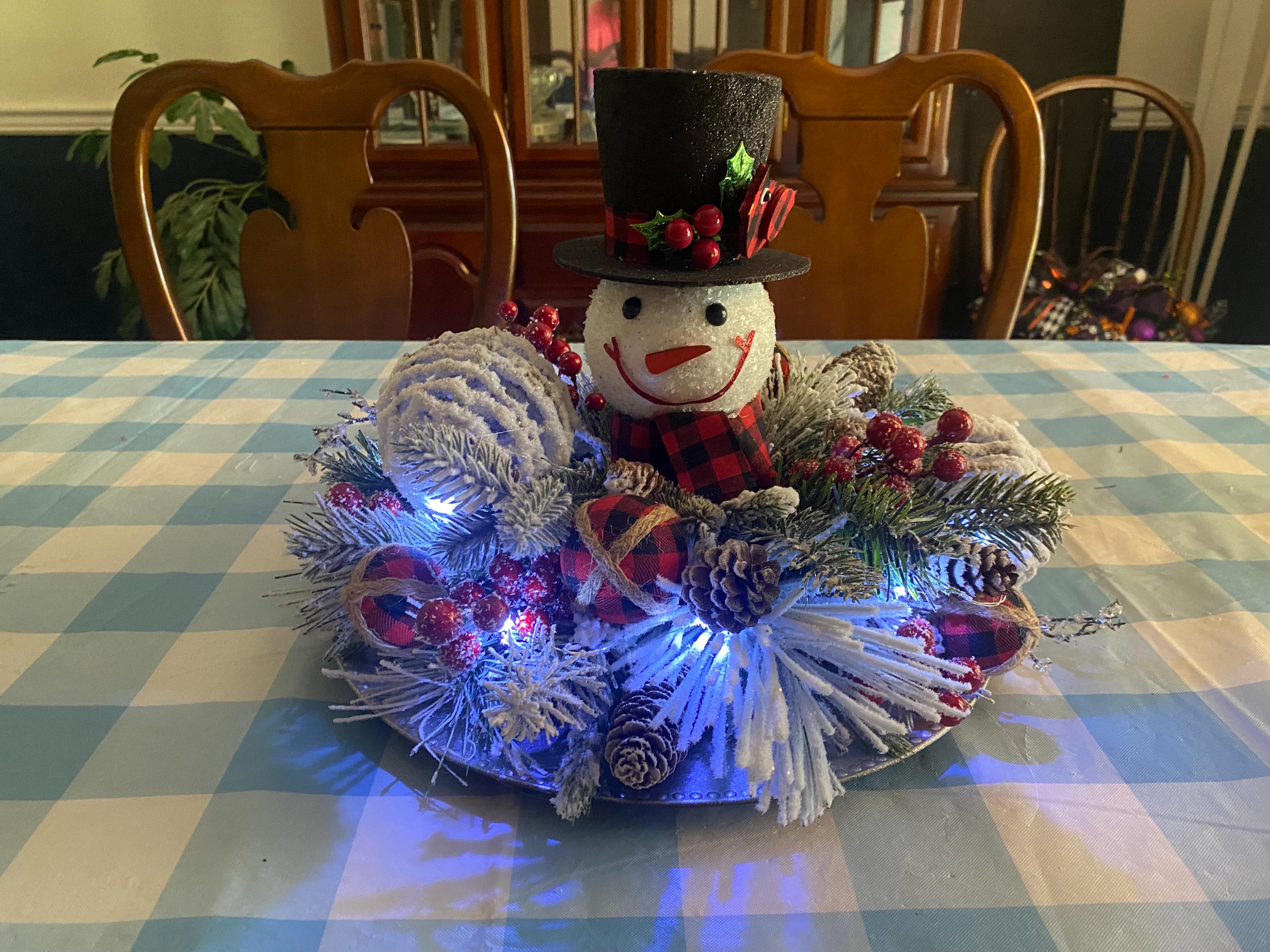 Snowman Centerpiece, Buffalo Plaid Christmas Decor, Snowman Christmas ...