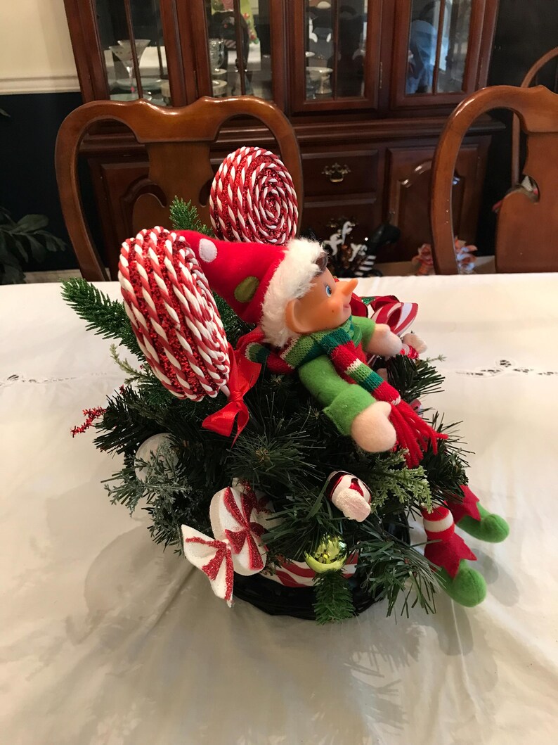 Christmas Arrangement, Christmas Elf Centerpiece, Elf Decoration, Elf ...