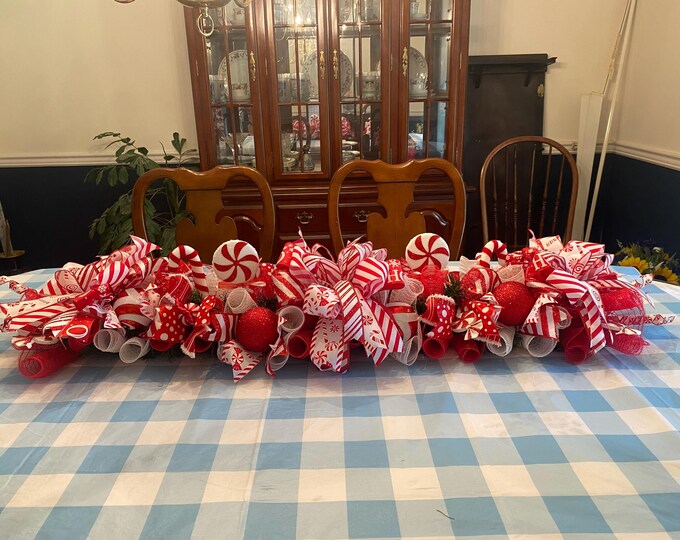 Peppermint Candy Christmas Decor, Peppermint Candy Centerpiece, Holiday ...