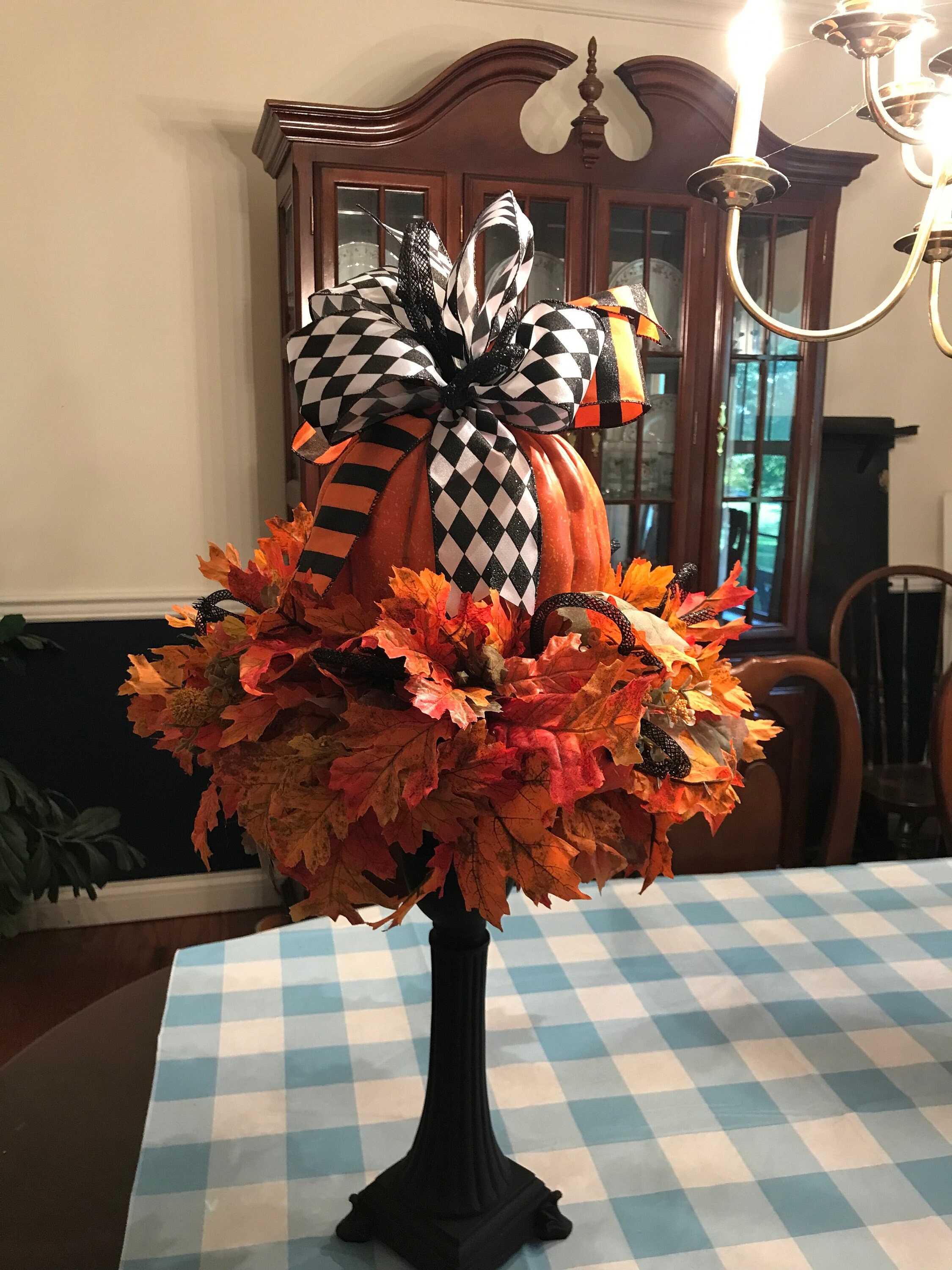 Halloween Candlestick, Halloween Pumpkin Centerpiece, Pumpkin Decor ...