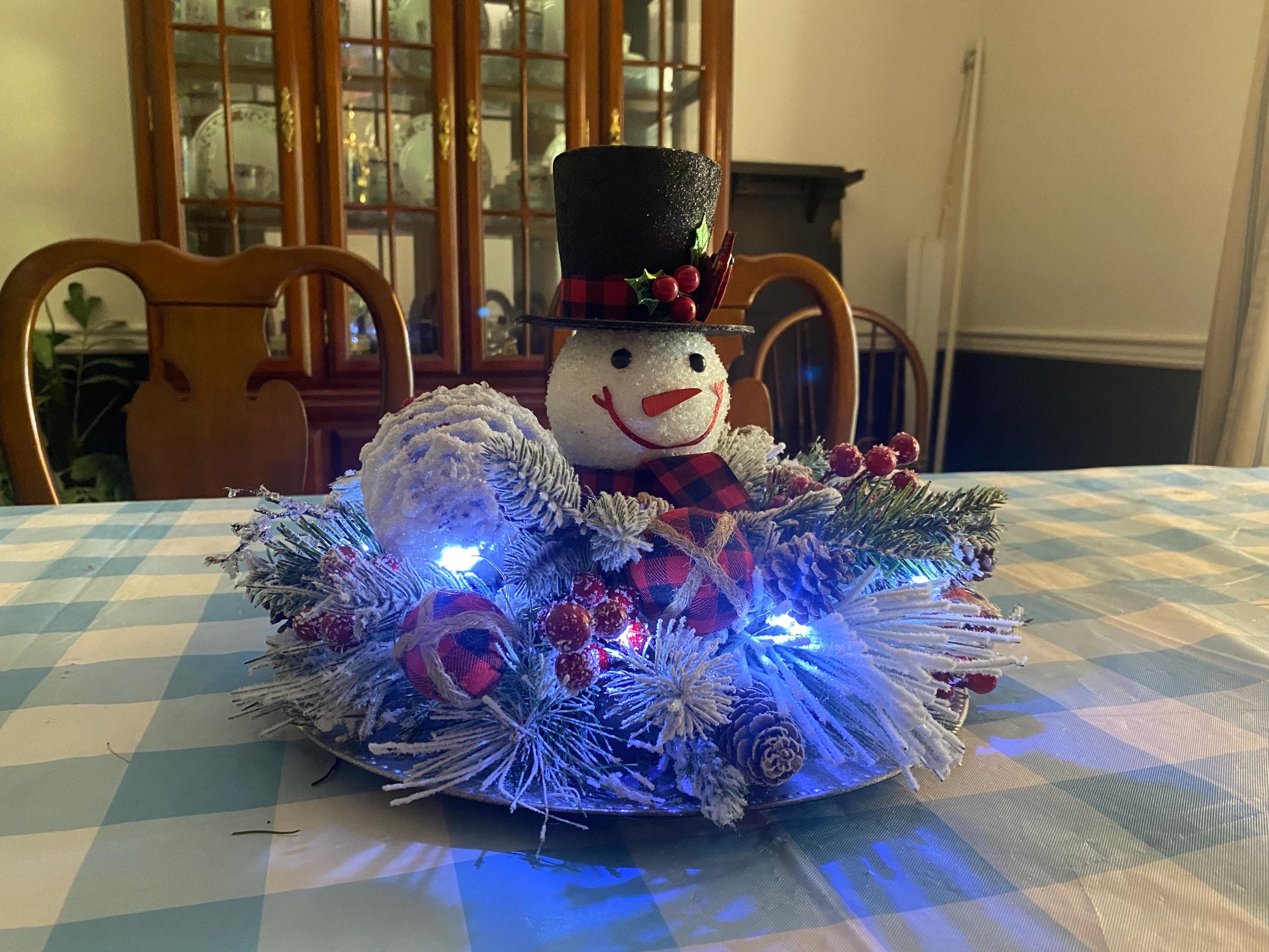 Snowman Centerpiece, Buffalo Plaid Christmas Decor, Snowman Christmas ...