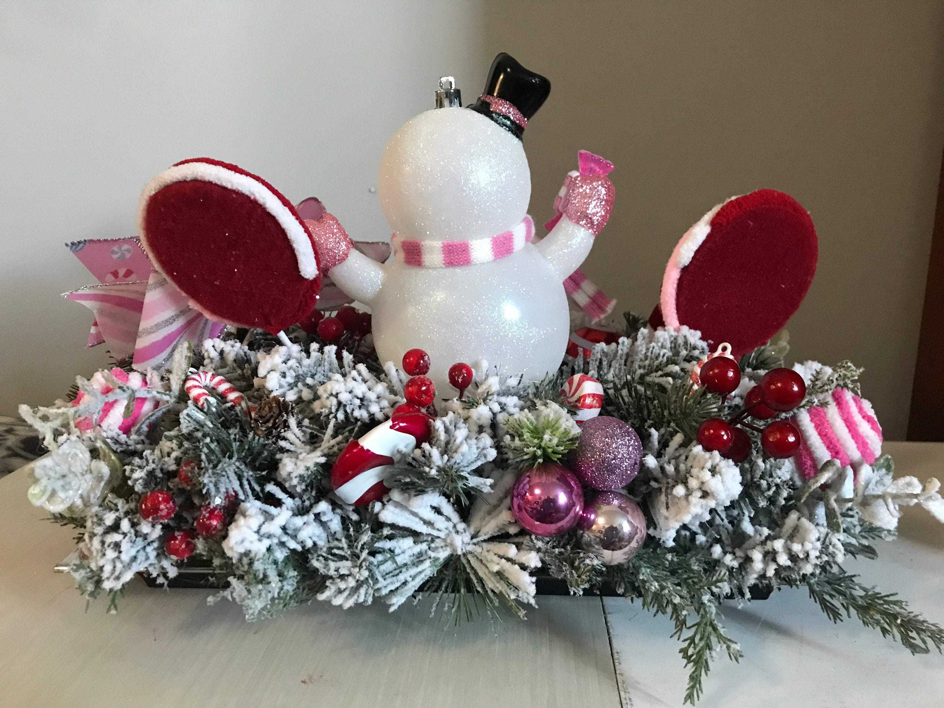 Snowman Centerpiece, Christmas Centerpiece, Holiday Centerpiece, Winter ...