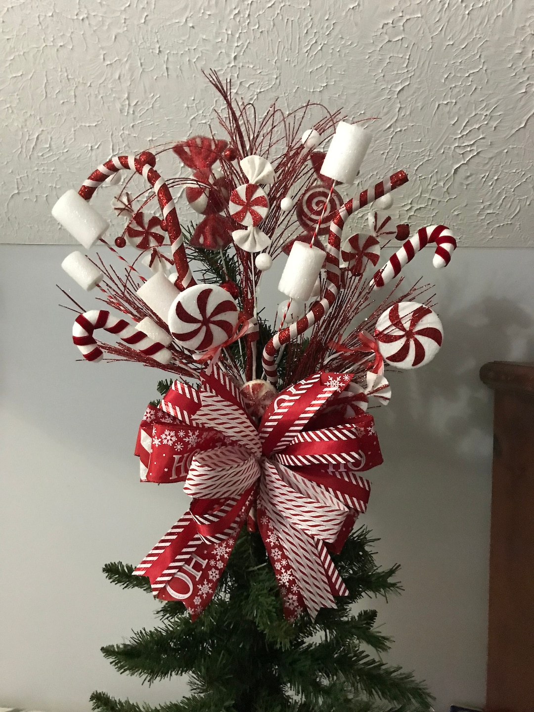 Christmas Tree Topper Peppermint Candy Tree Topper Whimsical - Etsy