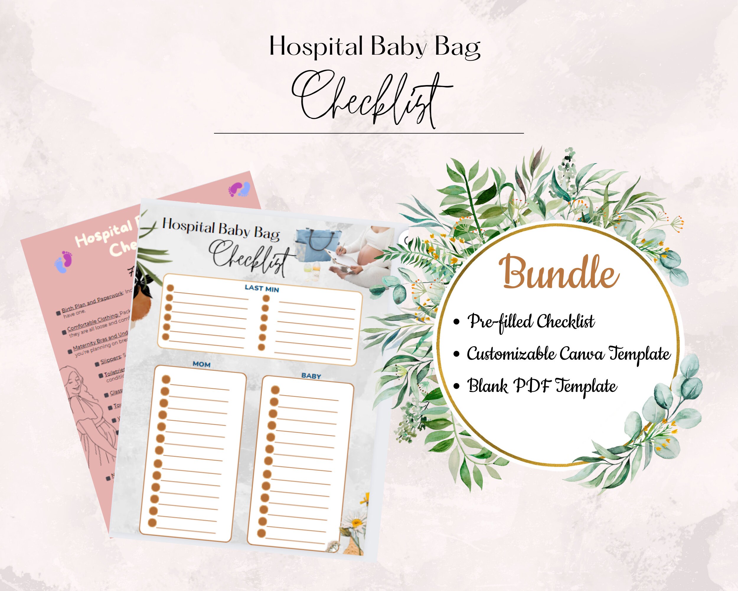 Hospital Baby Bag Checklist Bundle: Pre-filled List - Etsy