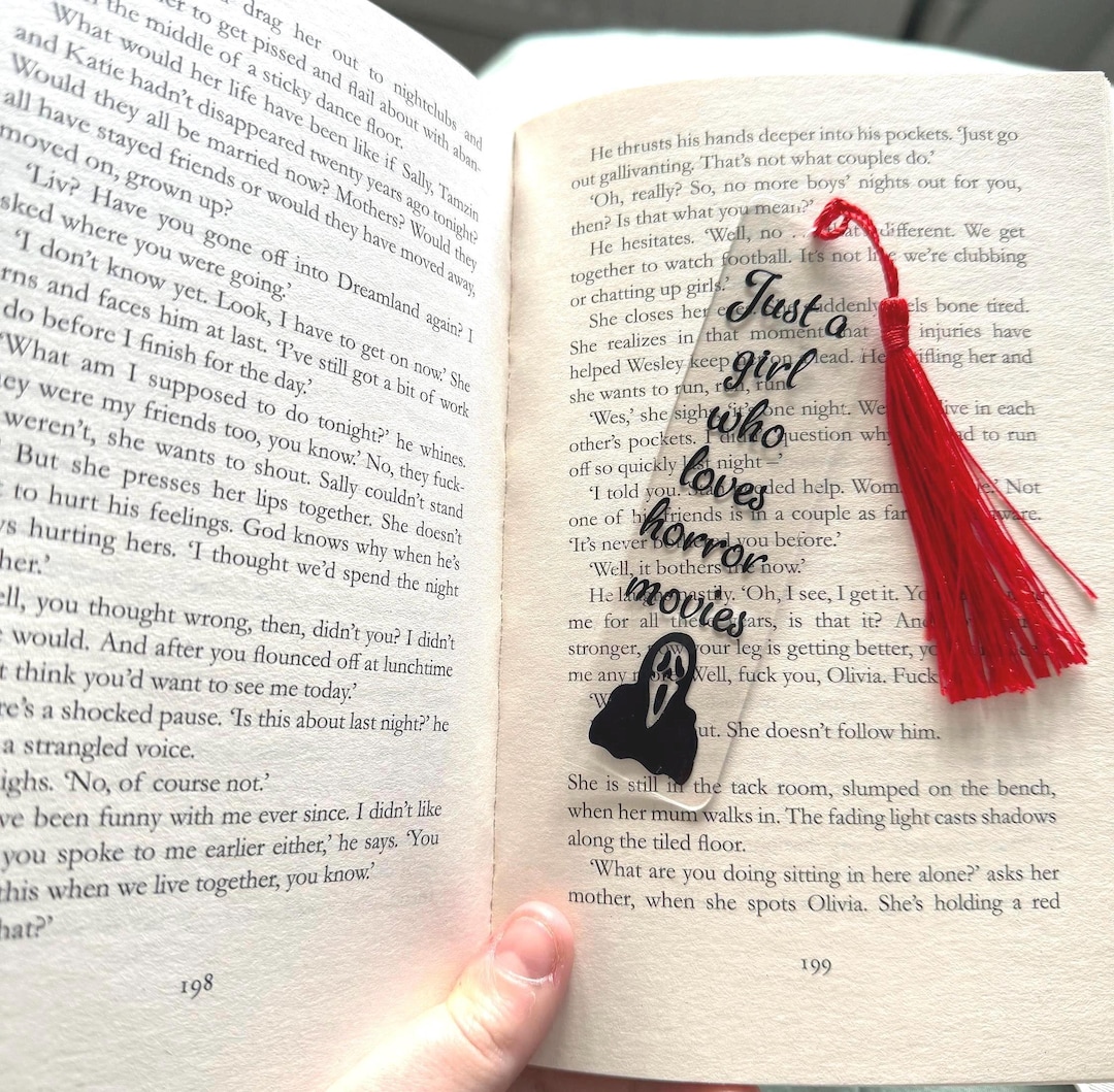 Acrylic Handmade Ghostface Bookmark, Book Lover Gift , Horror, Tassel ...