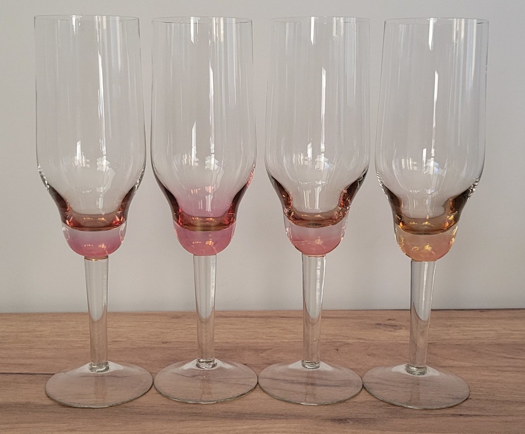 Set Of 4 Vintage Champagne Glasses Mid Century Champagne Etsy