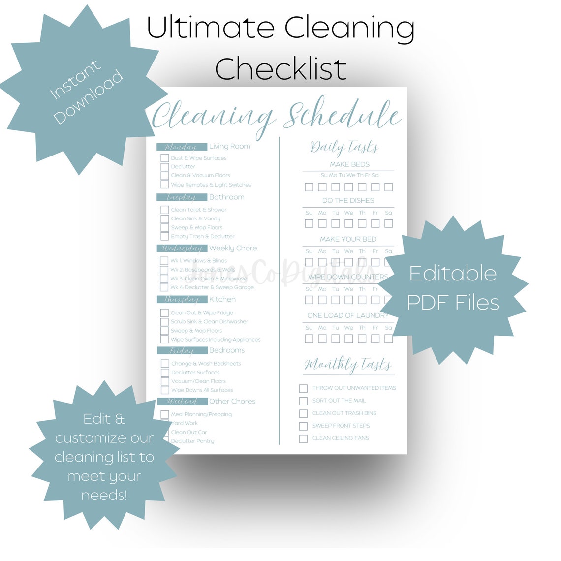 Ultimate Cleaning Checklist L Cleaning Schedule L Home Cleaning Guide L ...