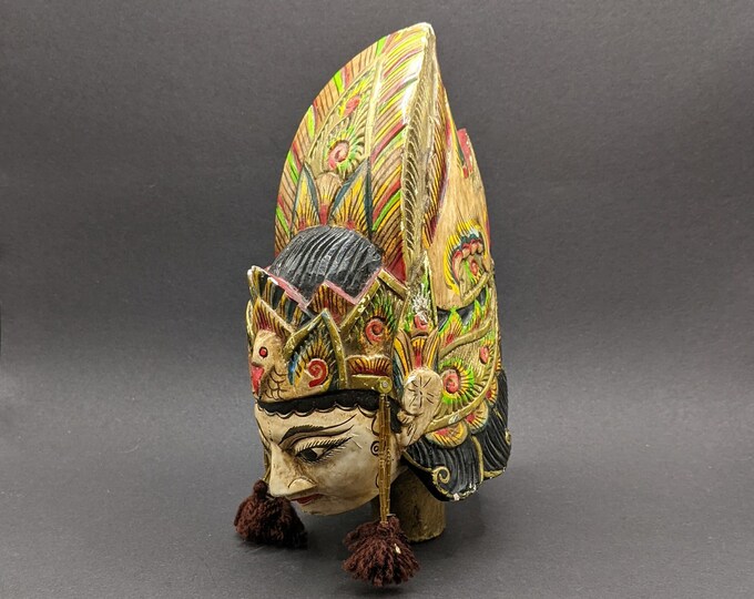 WAYANG GOLEK Indonesian Puppet Head, West Java Folk Art Wooden Head ...