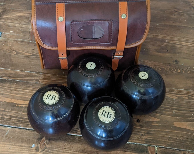 Set of Four 'B.I.B.C' Lignum Vitae Lawn Bowls in Case, 1960's ...