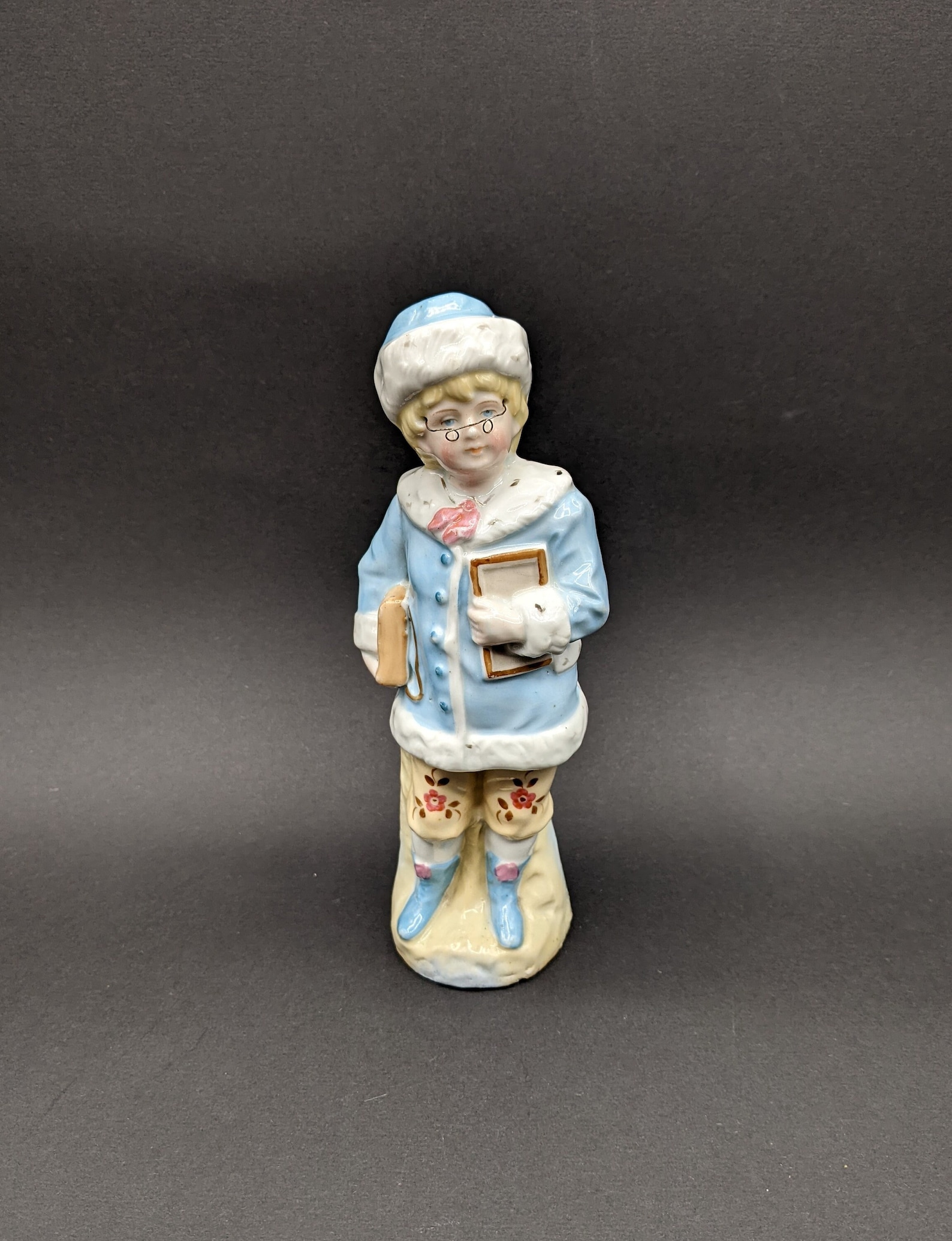 Antique German Porcelain Bisque Figurine of Young Man With Wire Glasses ...