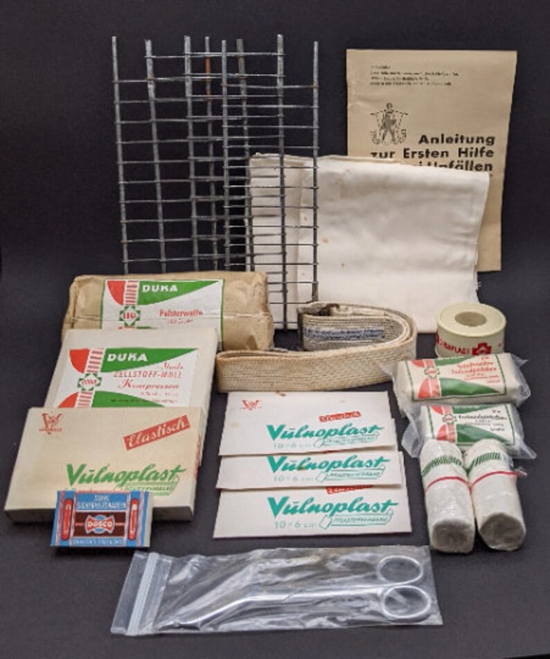 1963 German First Aid Kit for Car With Contents Metal First - Etsy
