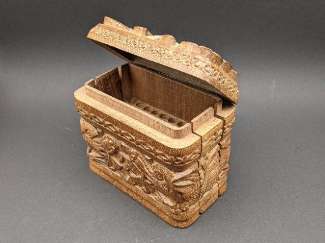 Exquisitely Hand Carved Wooden Table Cigarette Box - Etsy