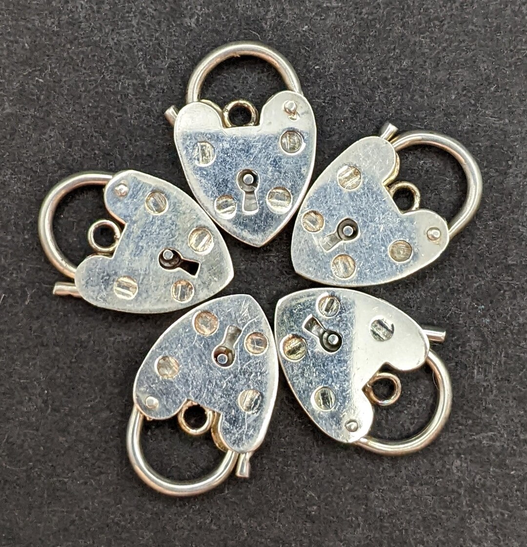 Sterling Silver Heart Padlocks X 5, Small Job Lot Opening Heart Padlock ...