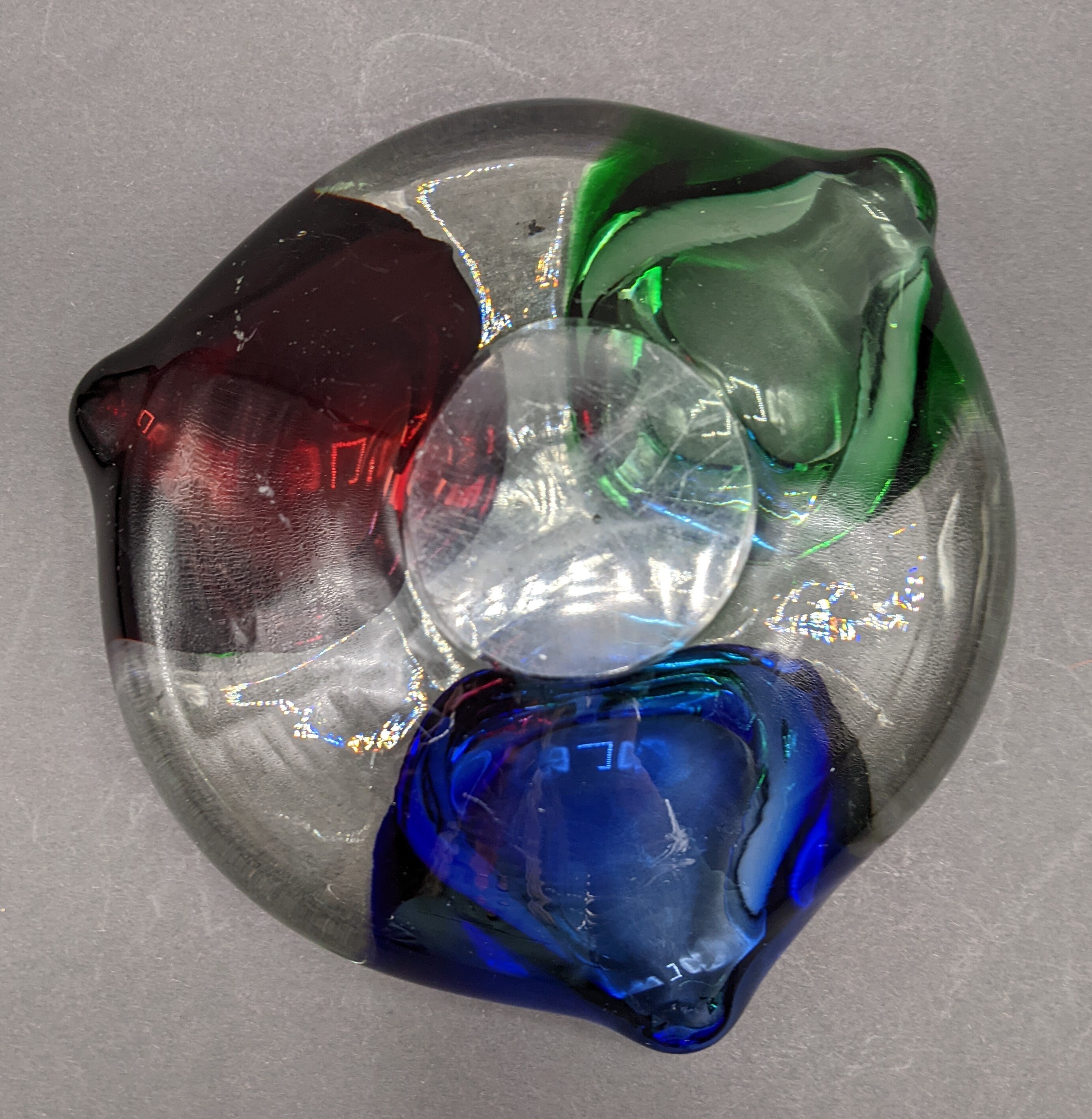 1960's MURANO Art Glass Tri-colour Ashtray, Venetian Glass Three ...