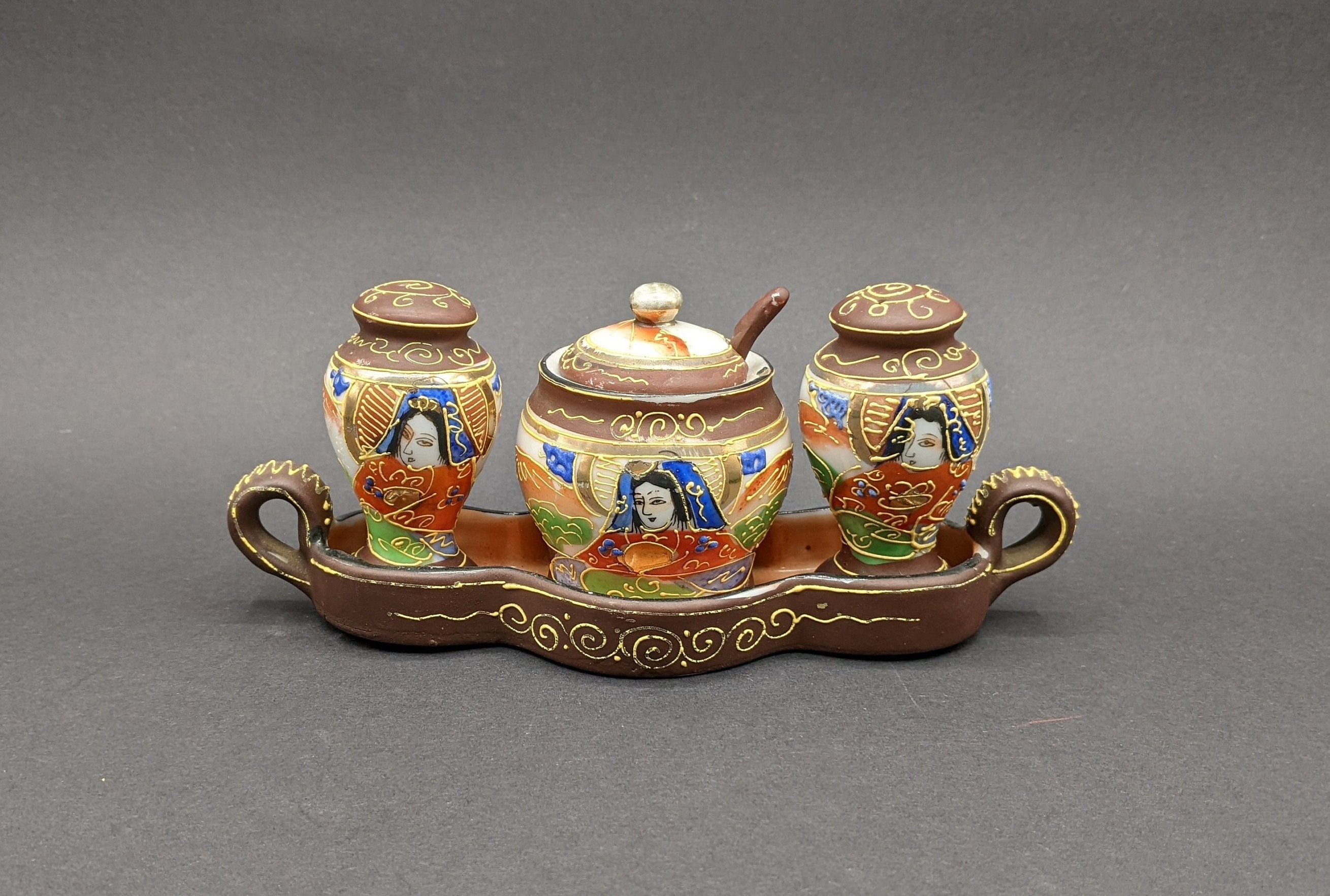 Japanese SATSUMA Ware Cruet Set Satsuma Geisha Salt and - Etsy