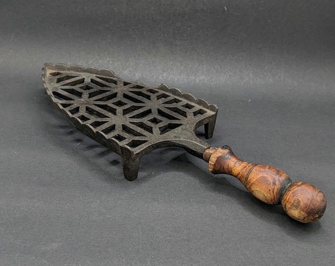 Antique Victorian Cast Iron Trivet/stand for Flat Iron, Wooden Handled ...