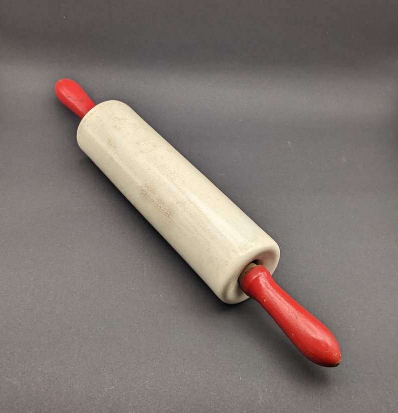 Antique 'PRICE BROS' Ceramic and Wood Rolling Pin, 1920's 'burslem ...