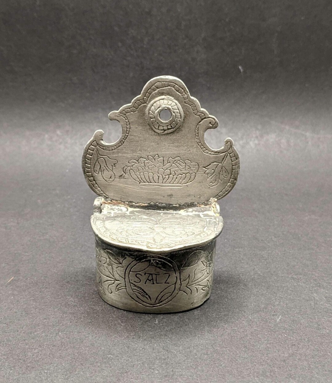 Antique German Pewter Salt 'salz' Box, Small Lidded Salt Container With ...