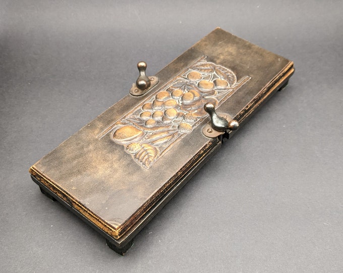 Vintage Wooden and Tooled Leather Flower or Tie Press, Handcrafted ...