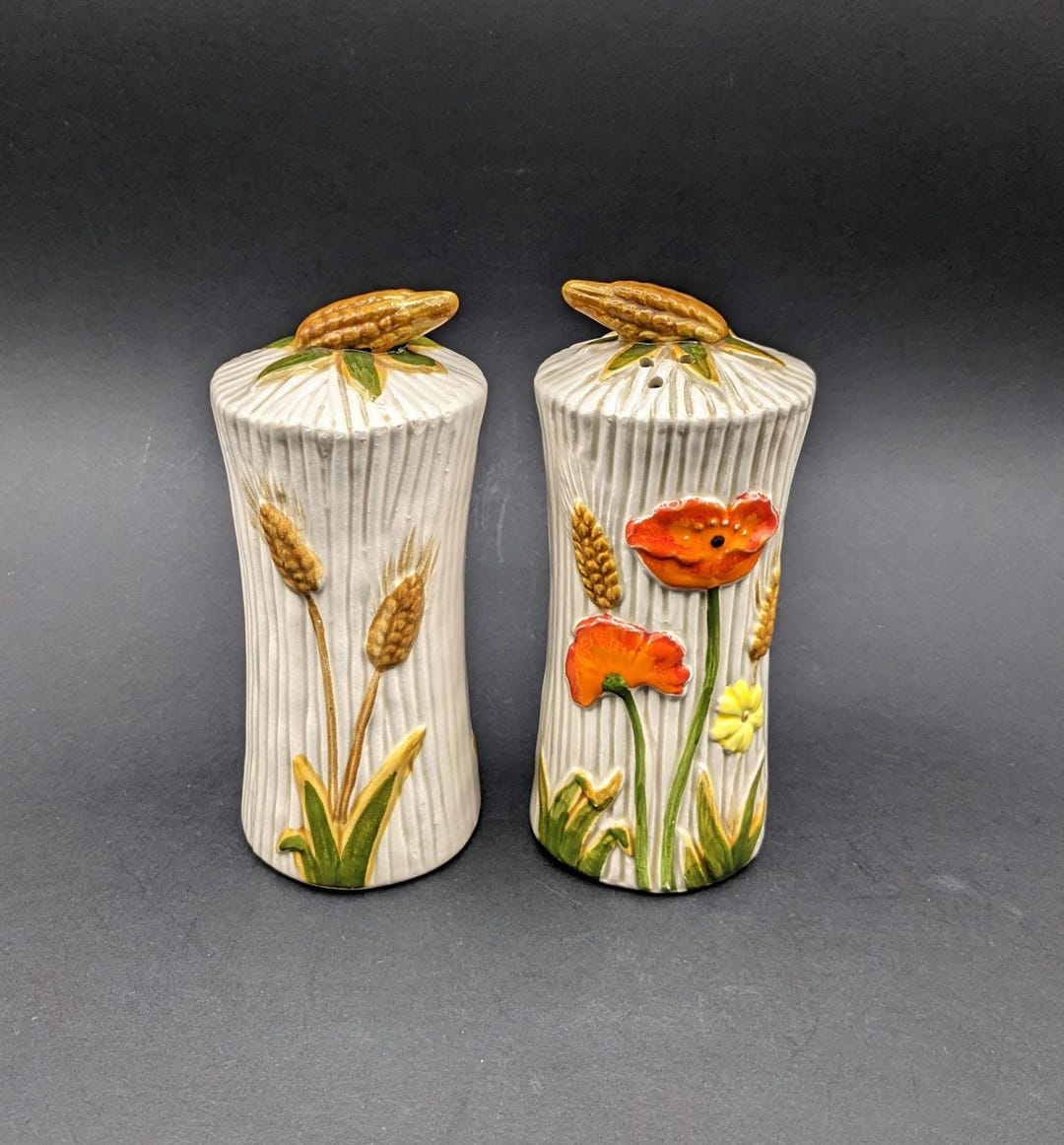 LEFTON Japan Salt and Pepper Shakers, Wheat and Poppy Relief Pattern ...