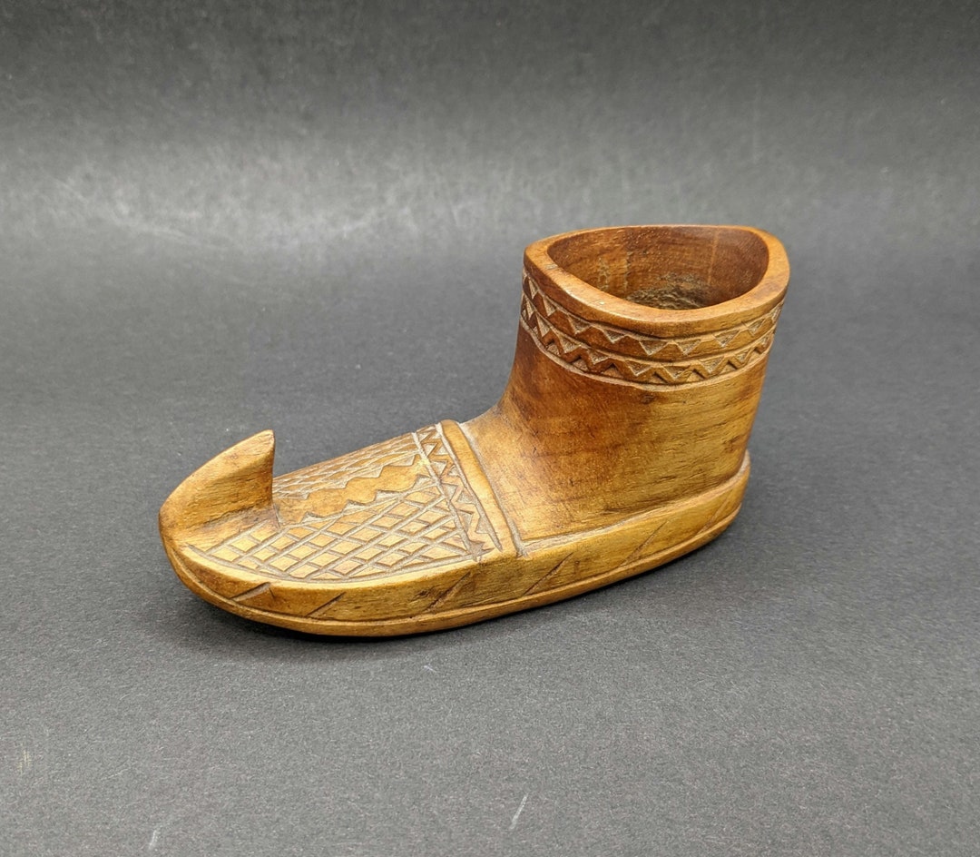 Carved Wooden Folk Art Boot 'OPANAK', Southeastern European Traditional ...