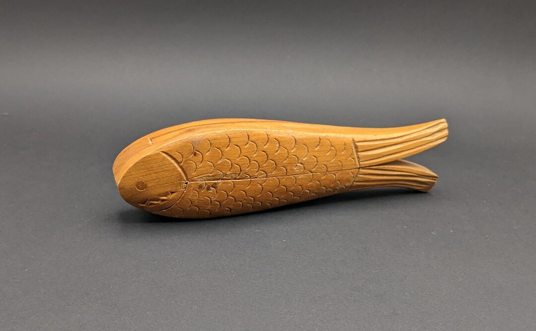 Wooden Folk Art Fish Nutcrackers, Vintage Handcarved Rustic Nutcrackers ...