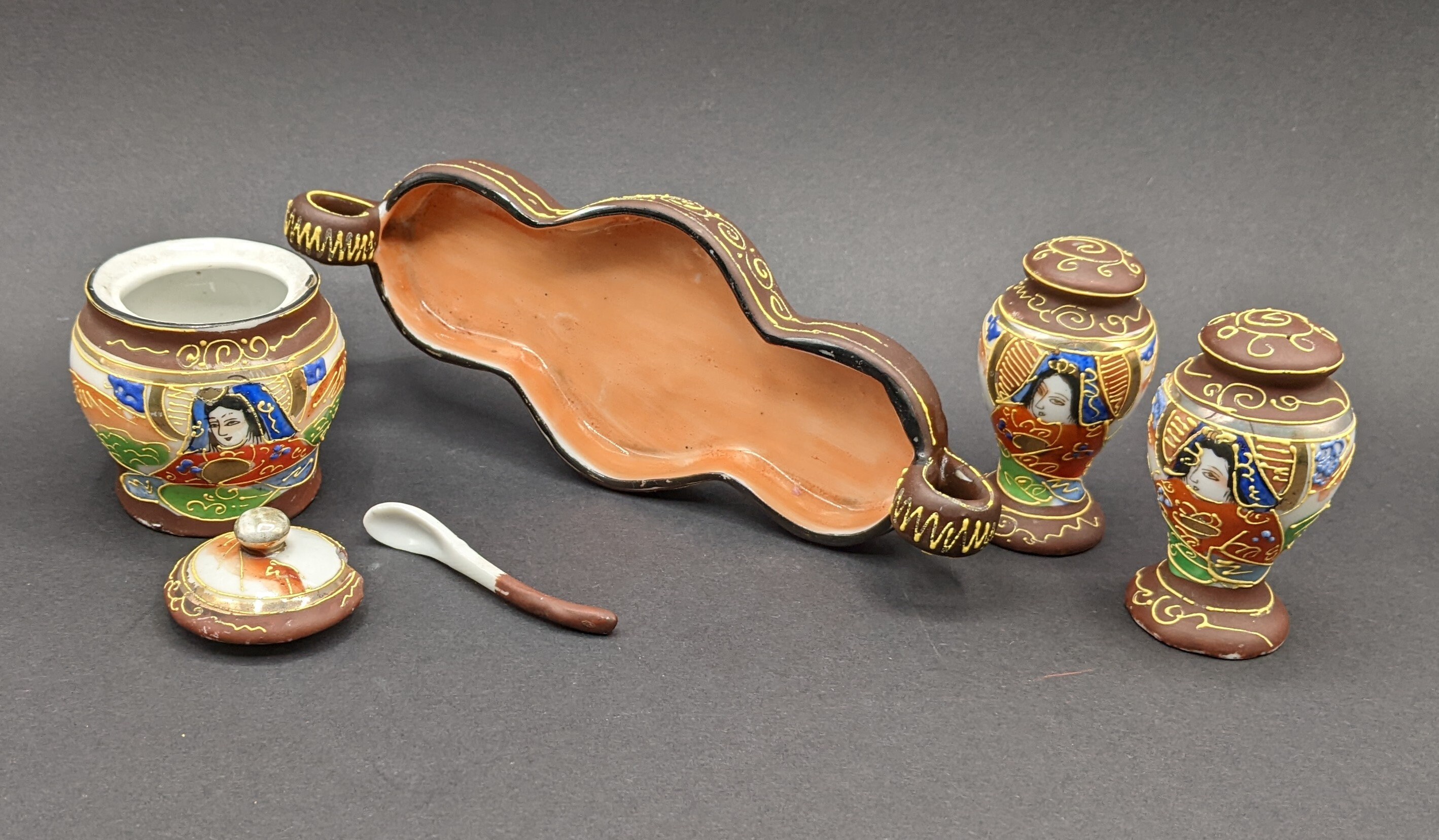 Japanese SATSUMA Ware Cruet Set Satsuma Geisha Salt and - Etsy