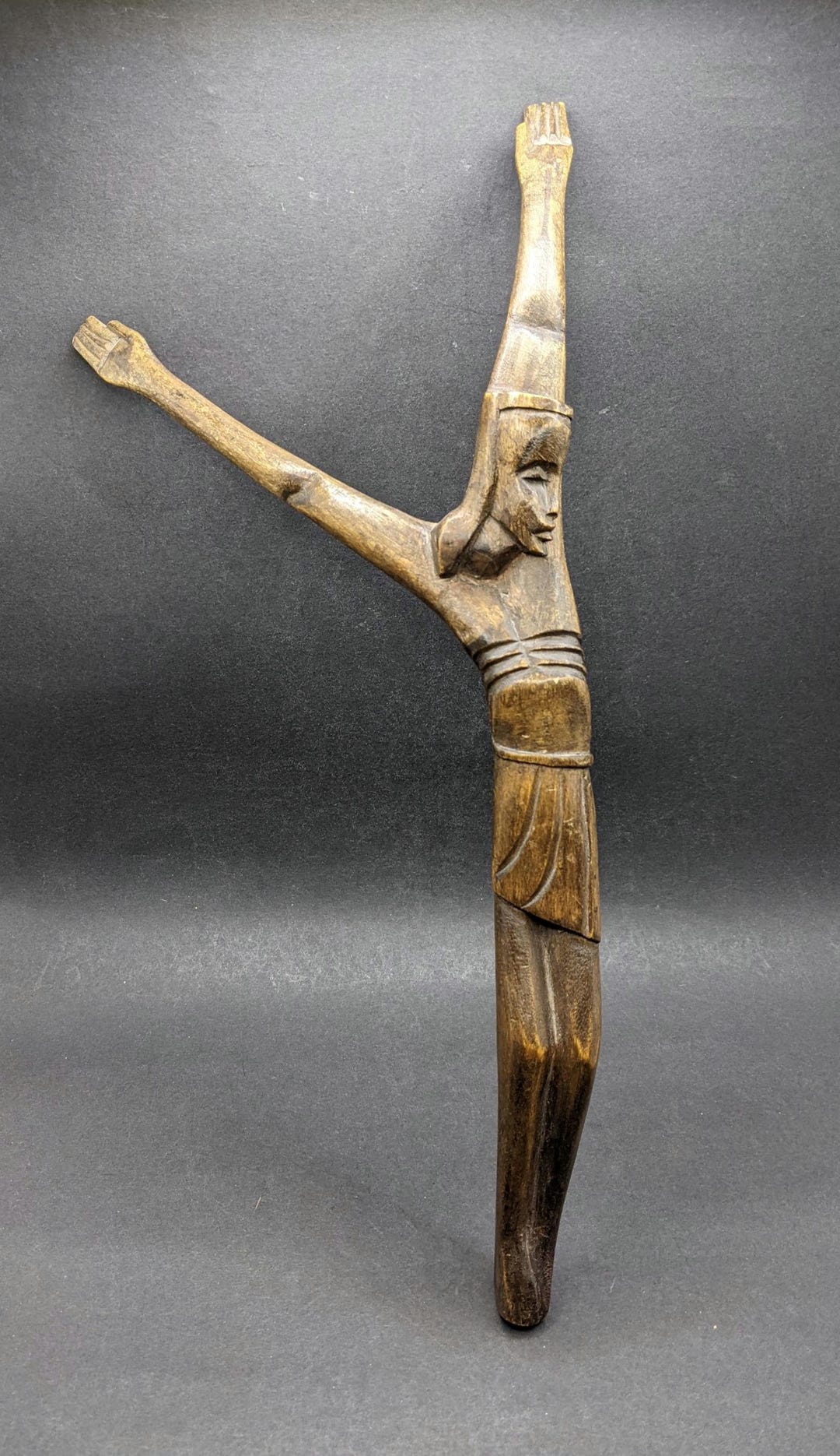 Contemporary Carved Wooden Crucifix, Freeform Christ on the Cross ...