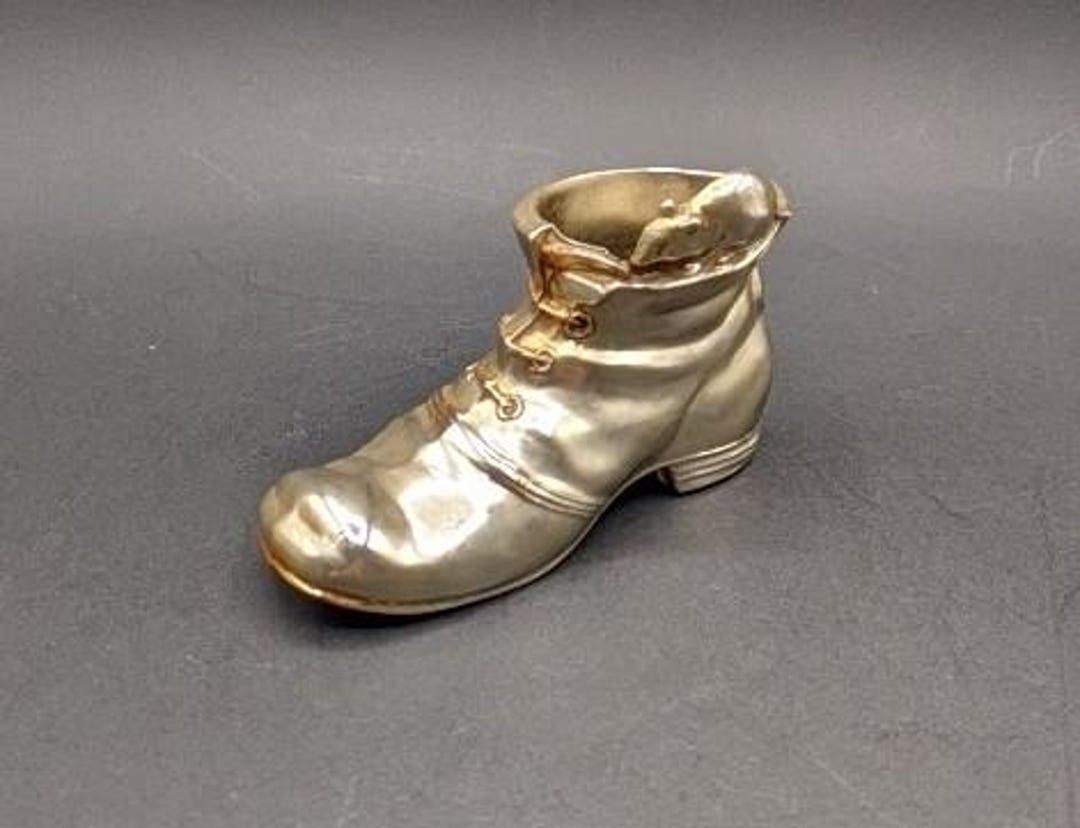 Brass Boot With Mouse and Hidden Compartment in Sole, Vintage Brass ...