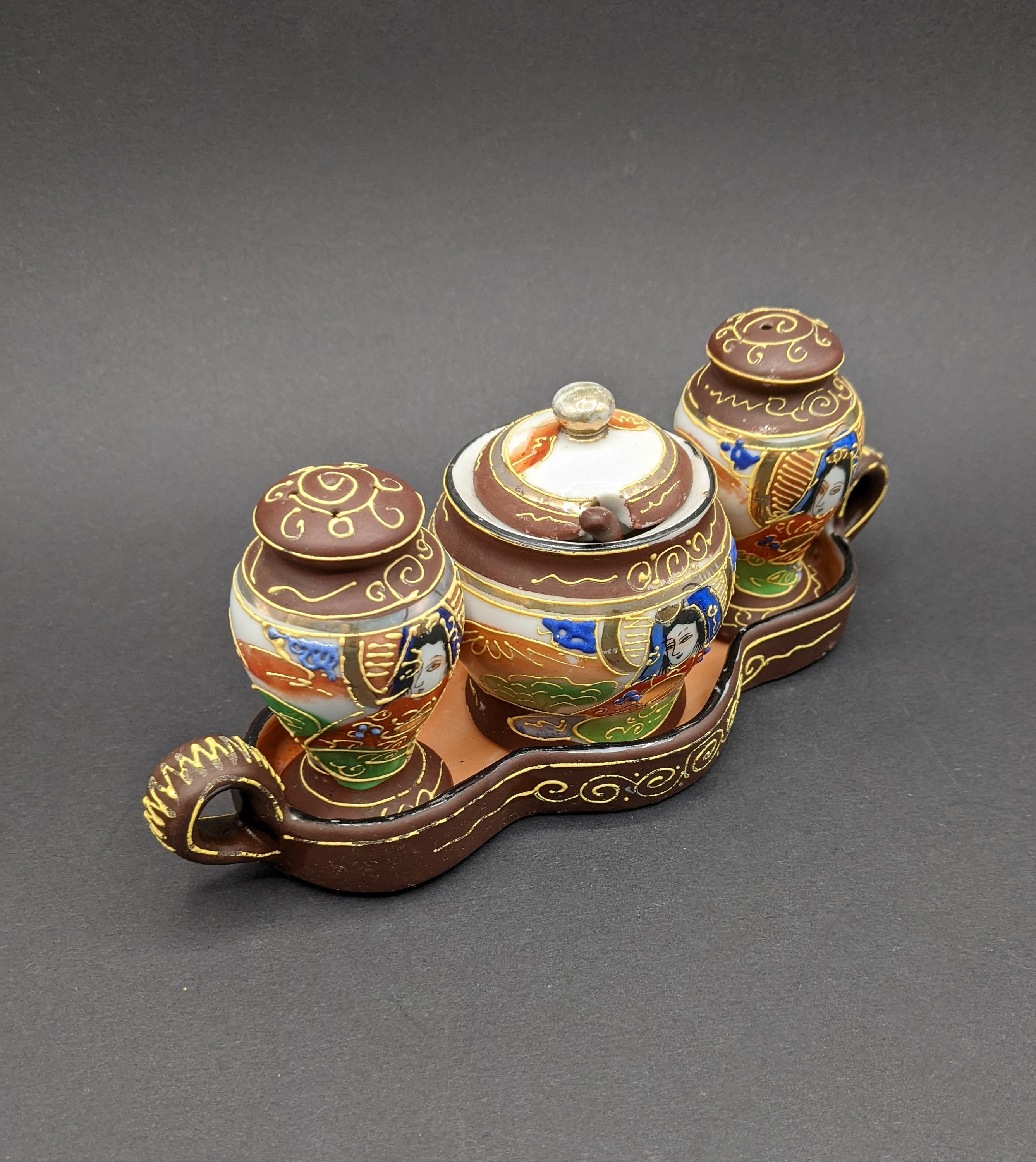 Japanese SATSUMA Ware Cruet Set Satsuma Geisha Salt and - Etsy