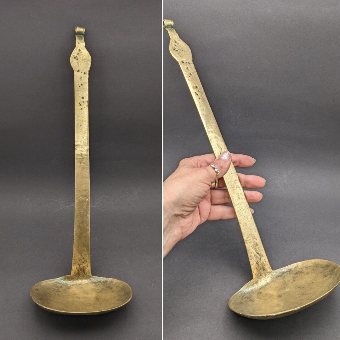 Antique XL Brass Ladle, Beautifully Handcrafted Wall Hanging Ladle ...