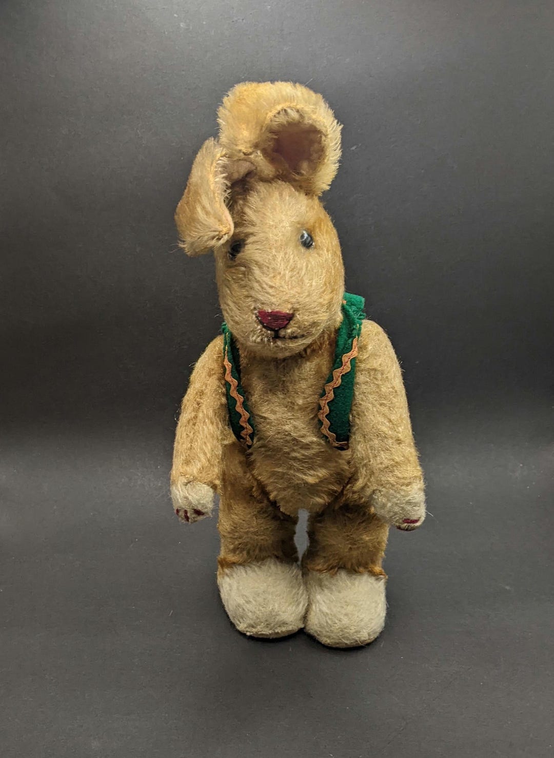 Vintage German Mohair Rabbit Jointed With Green Felt Waistcoat ...