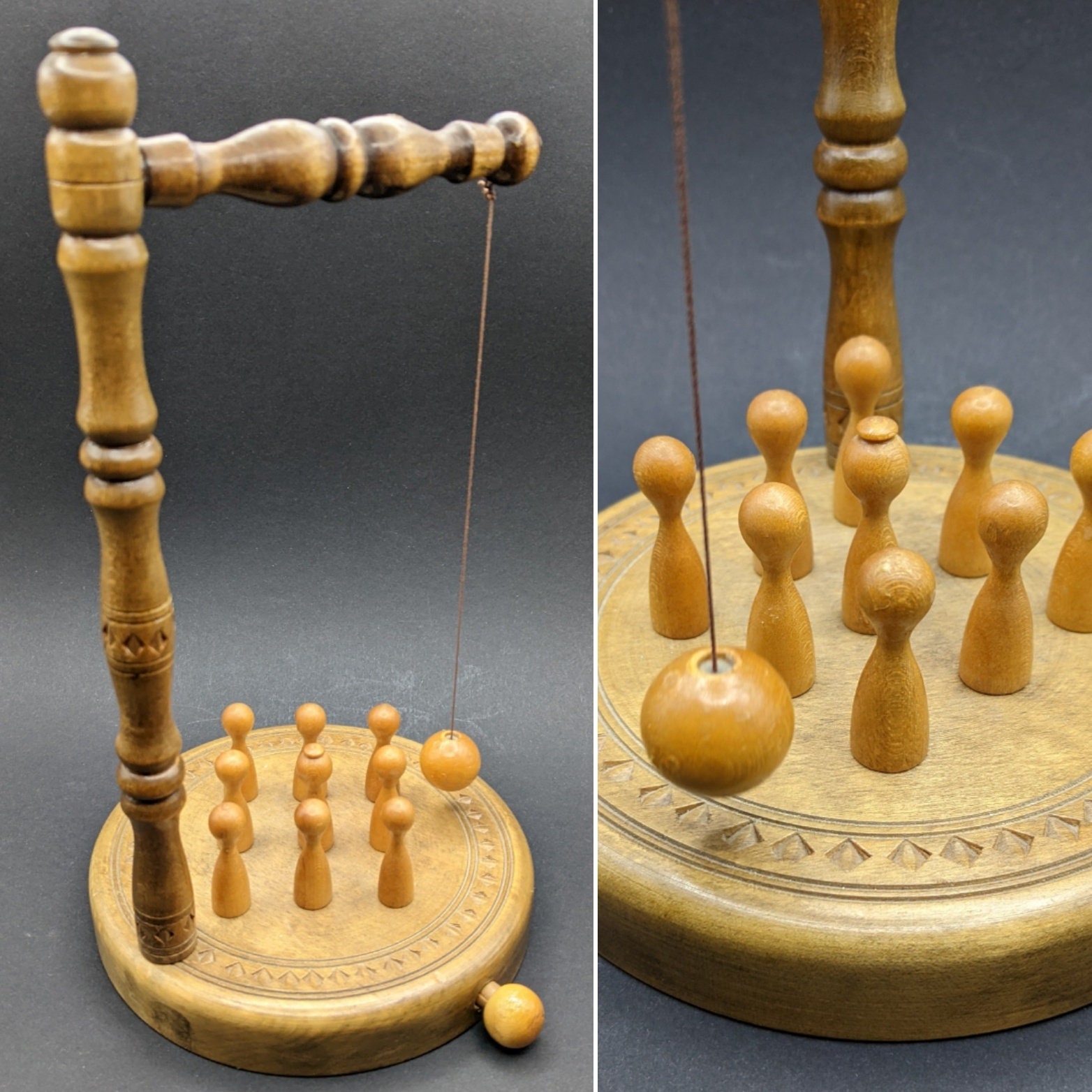 Vintage Carved Wooden Bar Skittles devil Among the - Etsy