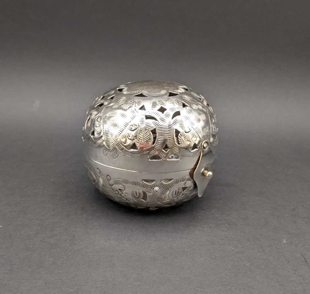 Vintage Silver Plated Cricket Cage, Incense Burner or Potpourri Ball ...