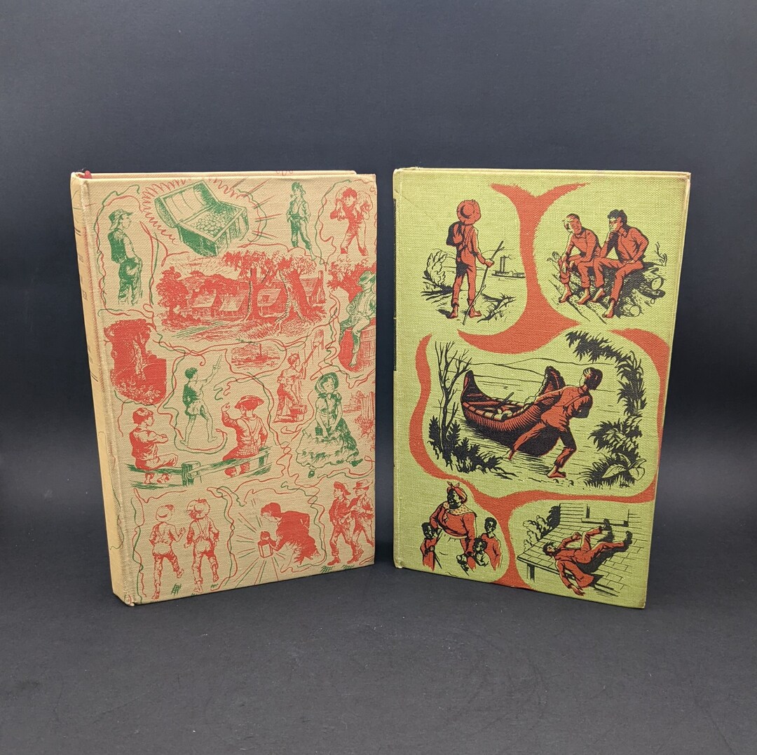 1950's Mark Twain's Tom Sawyer & Huckleberry Finn Illustrated Hardback ...